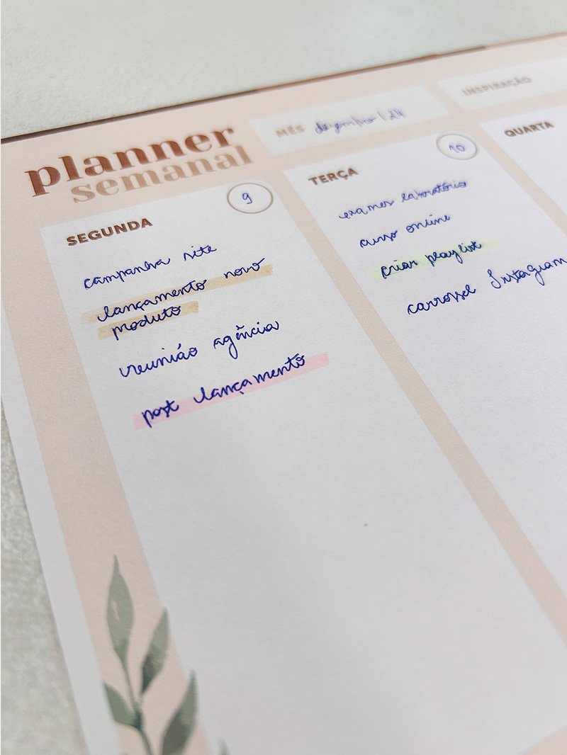 Como o planner semanal transformou minha rotina • Fluffy